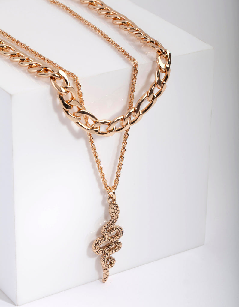 Gold Chain Layer Snake Necklace - Lovisa