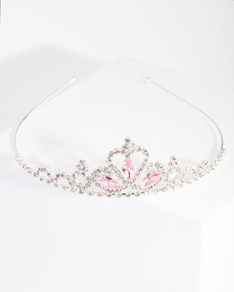 Kids Silver Stone Diamante Tiara Headband - Lovisa