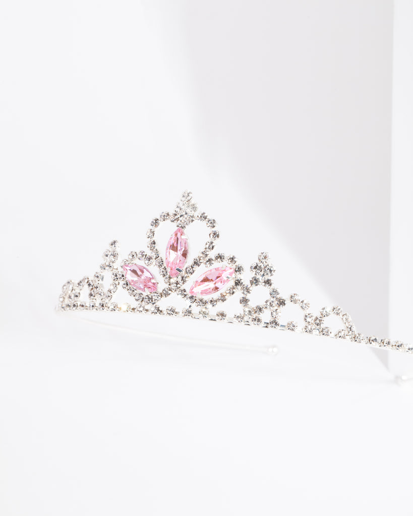 Kids Silver Stone Diamante Tiara Headband - Lovisa