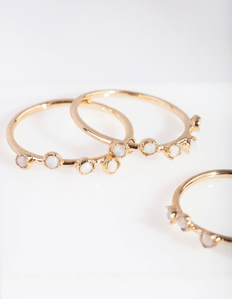 Gold Synthetic Opal Ring Pack - Lovisa