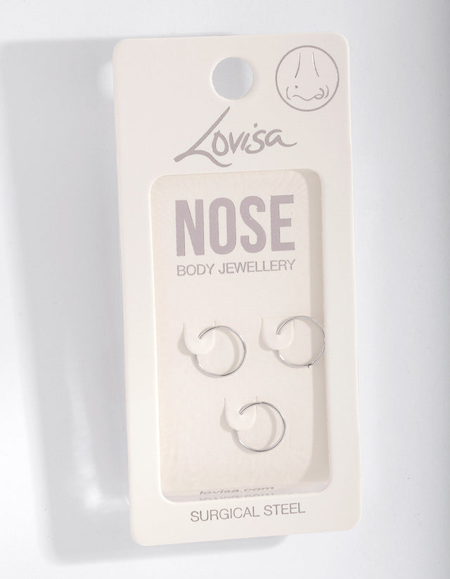 Surgical Steel Plain Nose Ring Pack - Lovisa