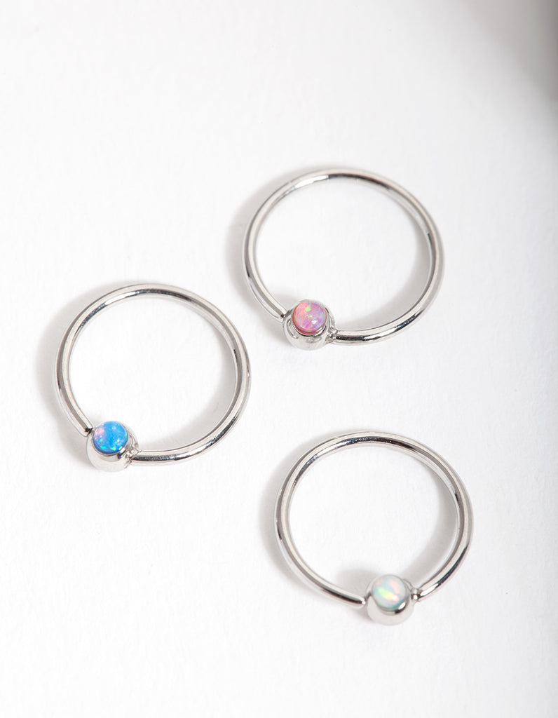 Surgical Steel Synthetic Opal Upper Hoop Pack - Lovisa