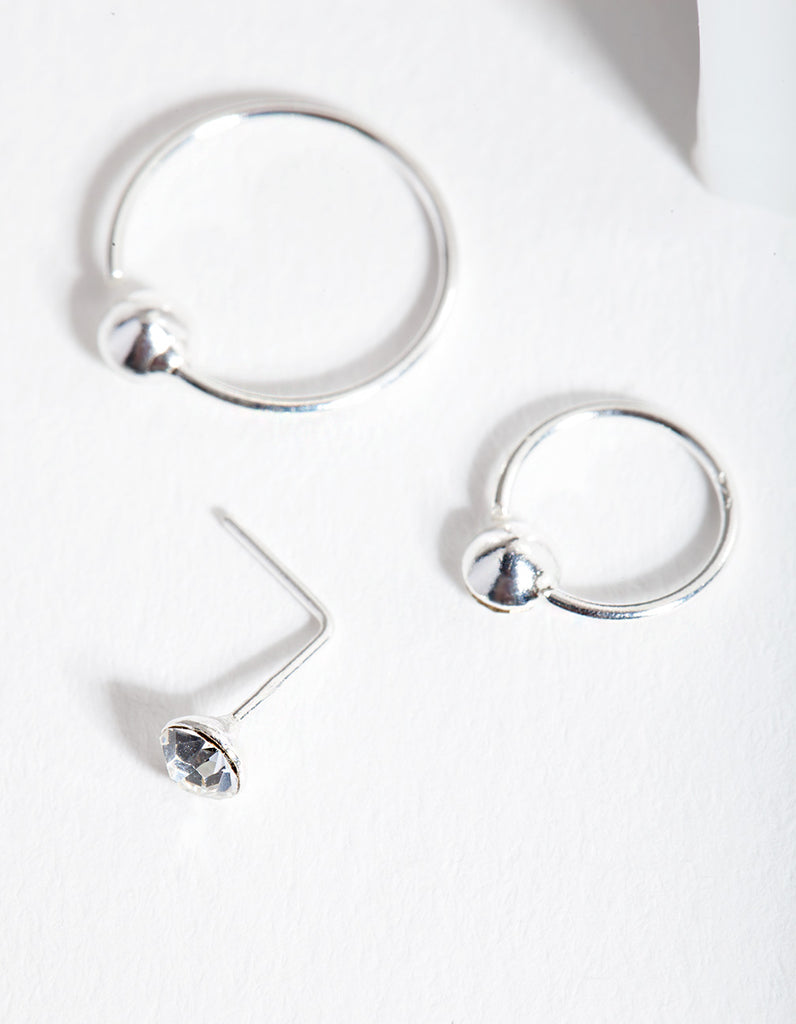 Sterling Silver Gem Nose Ring Pack - Lovisa