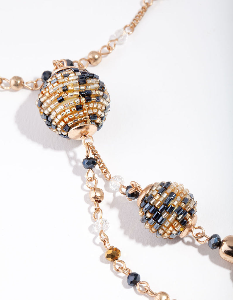Gold Bugle Bead Tassel Necklace - Lovisa