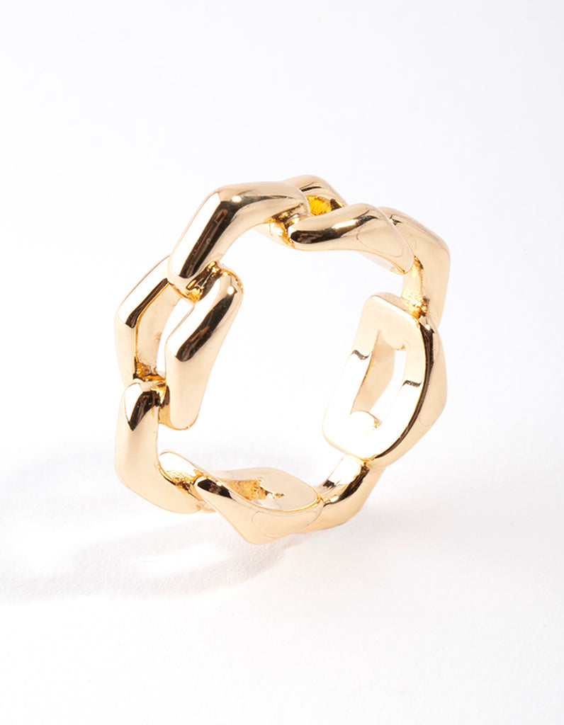 Gold Plated Rectangle Link Ring - Lovisa