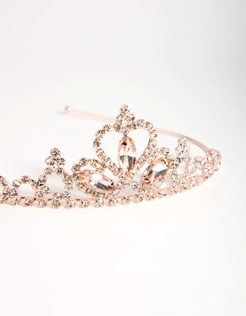 Kids Rose Gold Diamante Tiara Headband - Lovisa