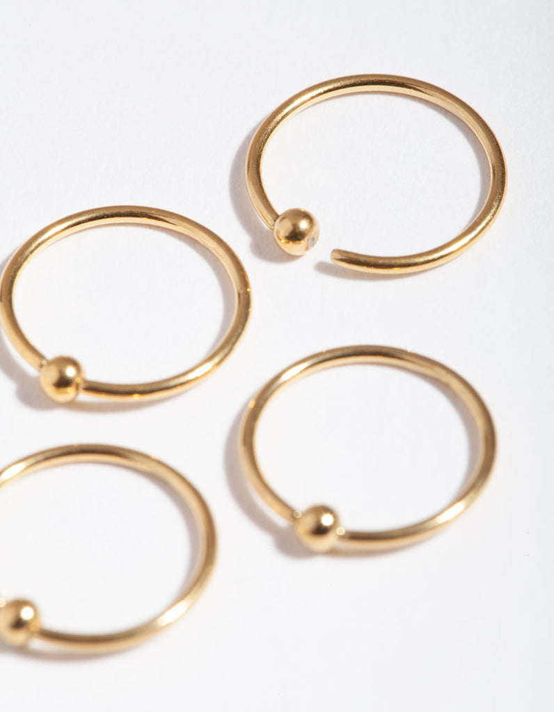 Gold Ball Nose Ring 4-Pack - Lovisa