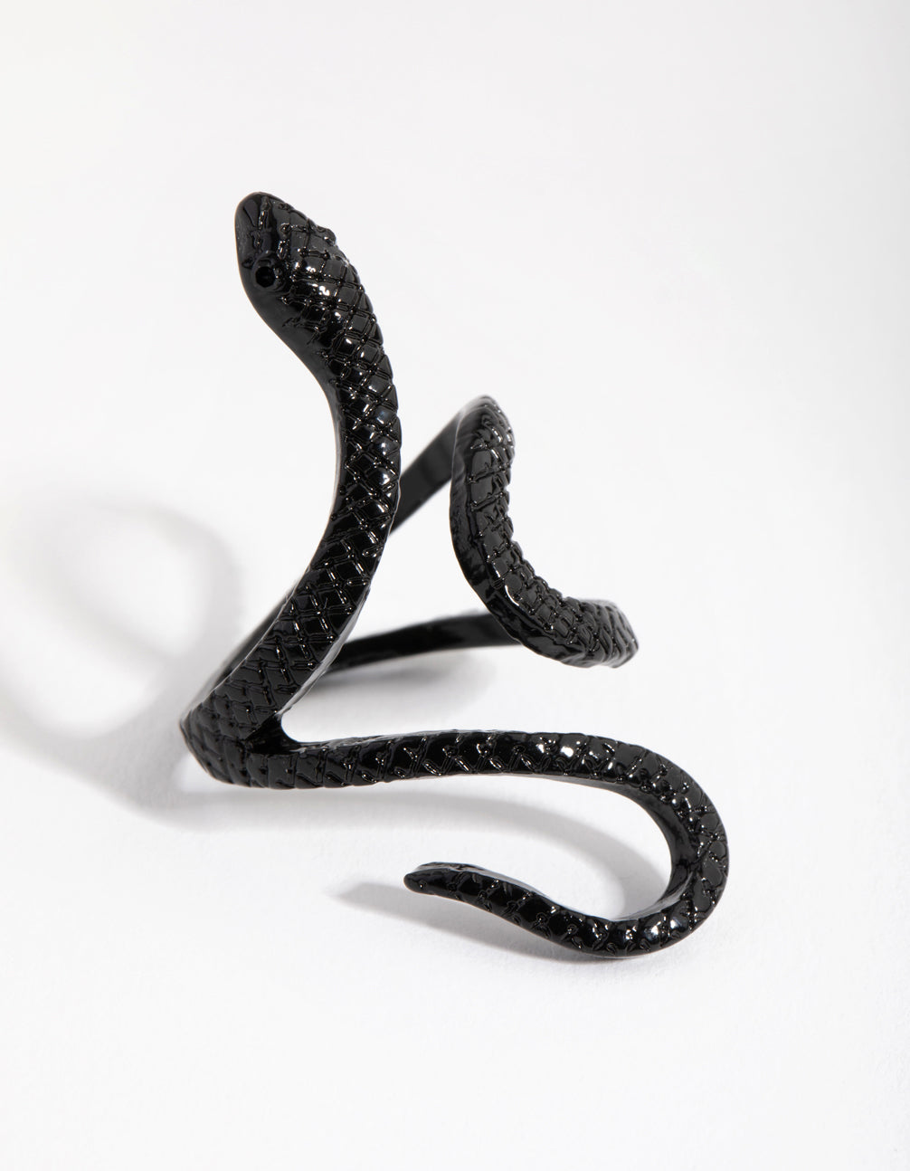 Matte Black Etched Swirl Snake Ring - Lovisa