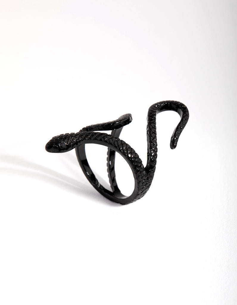 Matte Black Etched Swirl Snake Ring - Lovisa