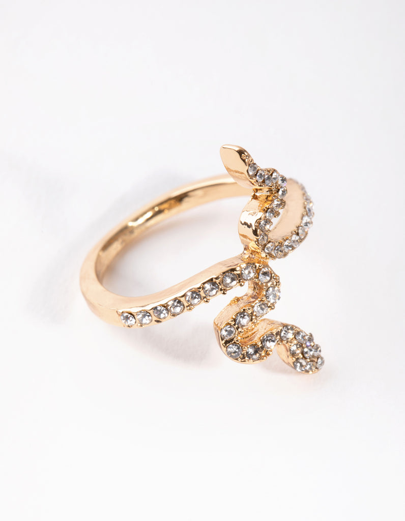 Gold Diamante Snake Ring - Lovisa