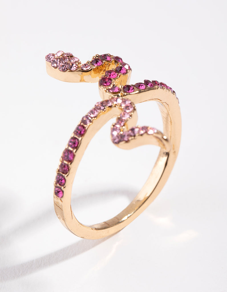 Gold Diamante Snake RIng - Lovisa