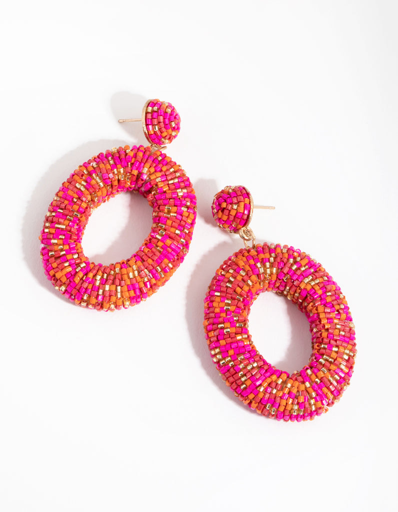 Beaded Chunky Doughnut Drop Earrings - Lovisa