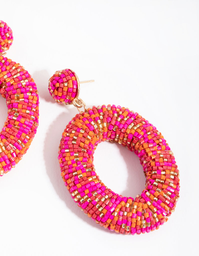 Beaded Chunky Doughnut Drop Earrings - Lovisa