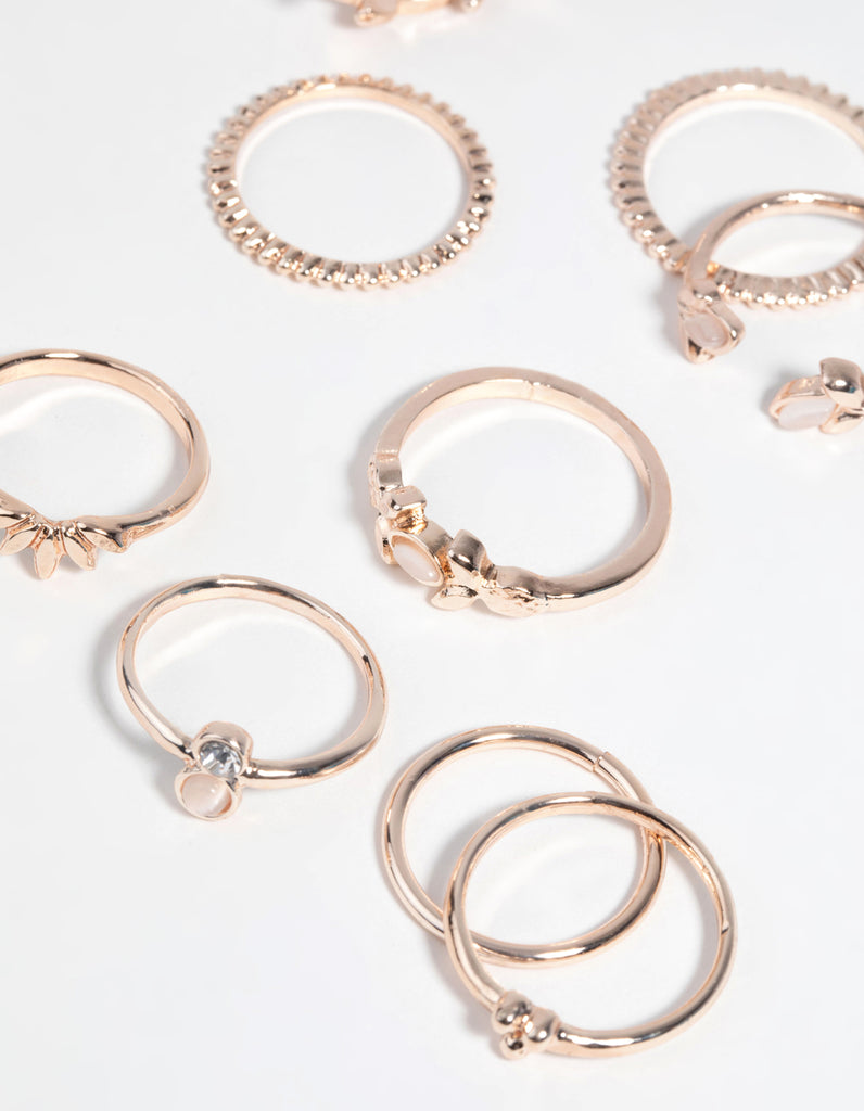 Rose Gold Pretty Leaves Ring 9-Pack - Lovisa