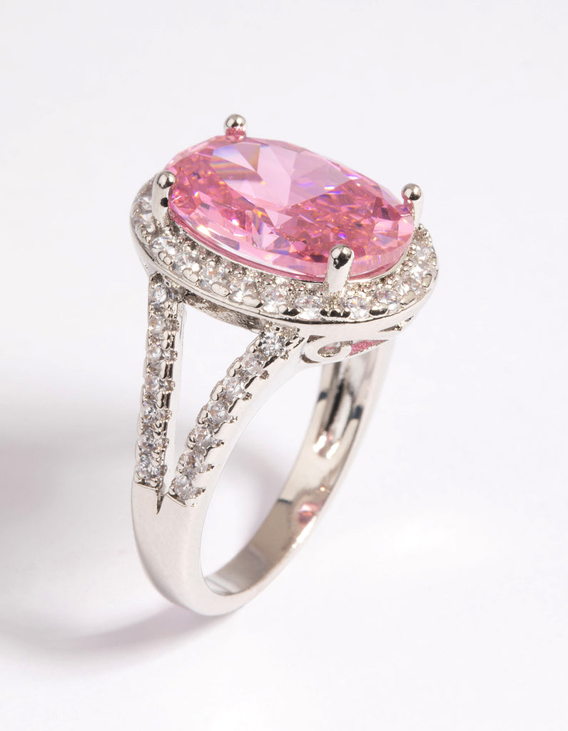Silver Pink Cubic Zirconia Ring - Lovisa