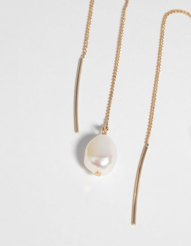 Gold Plated Pearl Thread Through Earrings - Lovisa