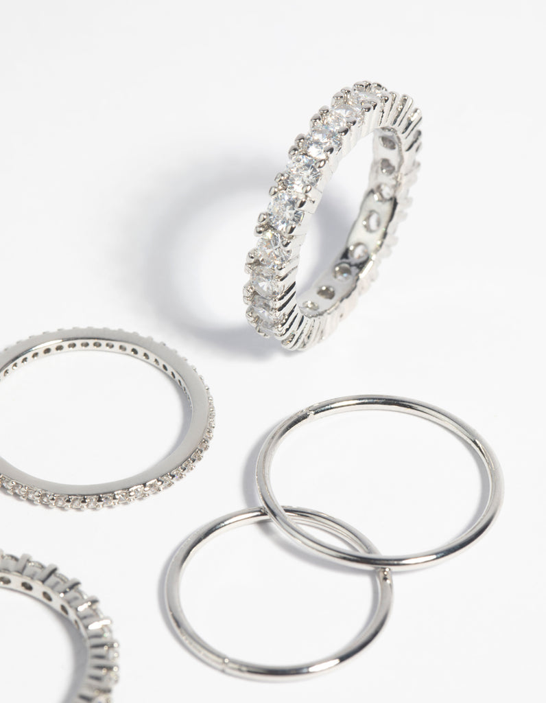 Silver Plated Cubic Zirconia Stack Ring - Lovisa