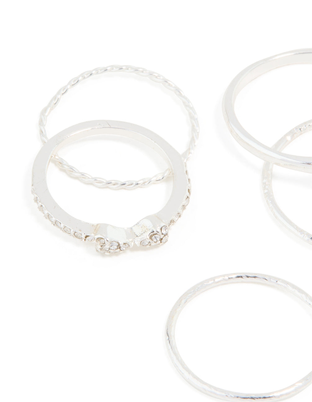 Silver Dainty Diamante & Pearl Ring Pack - Lovisa