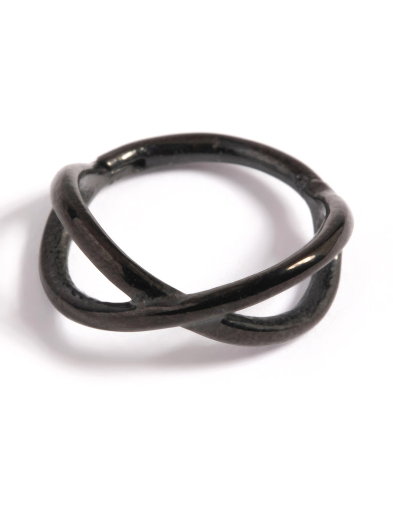 Matte Black Surgical Steel Twisted Clicker Ring - Lovisa