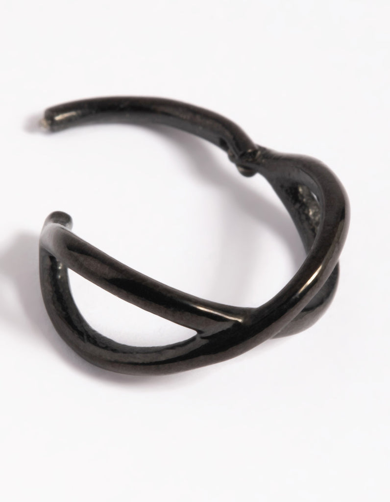 Matte Black Surgical Steel Twisted Clicker Ring - Lovisa
