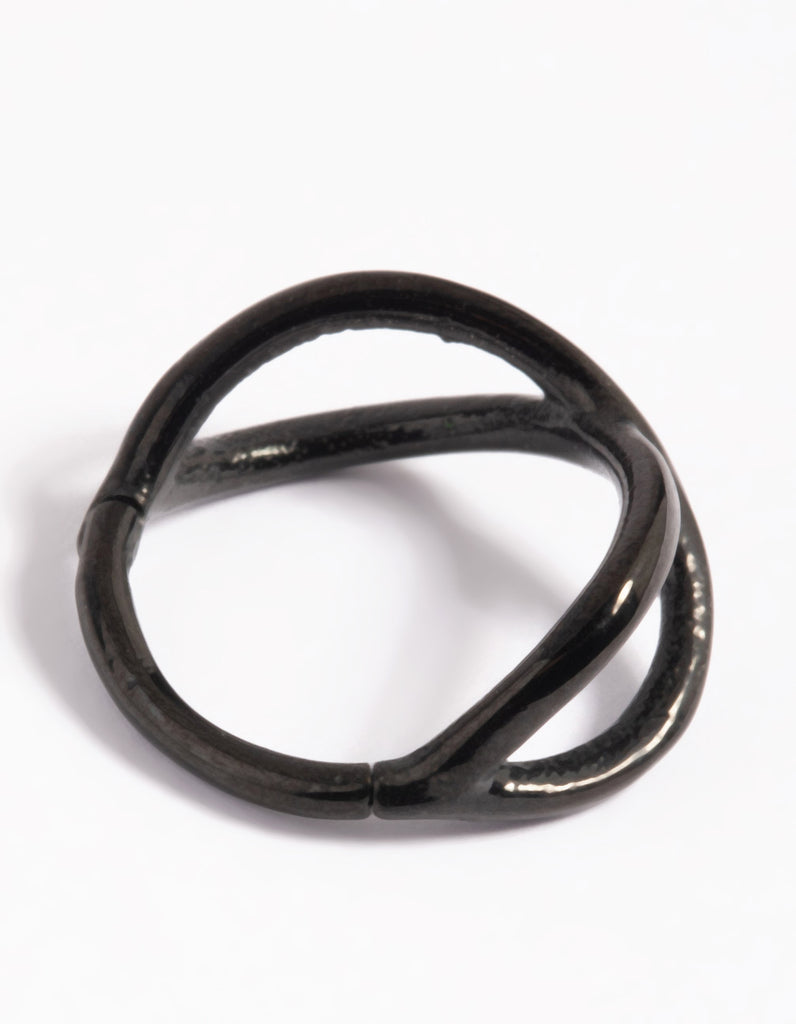 Matte Black Surgical Steel Twisted Clicker Ring - Lovisa