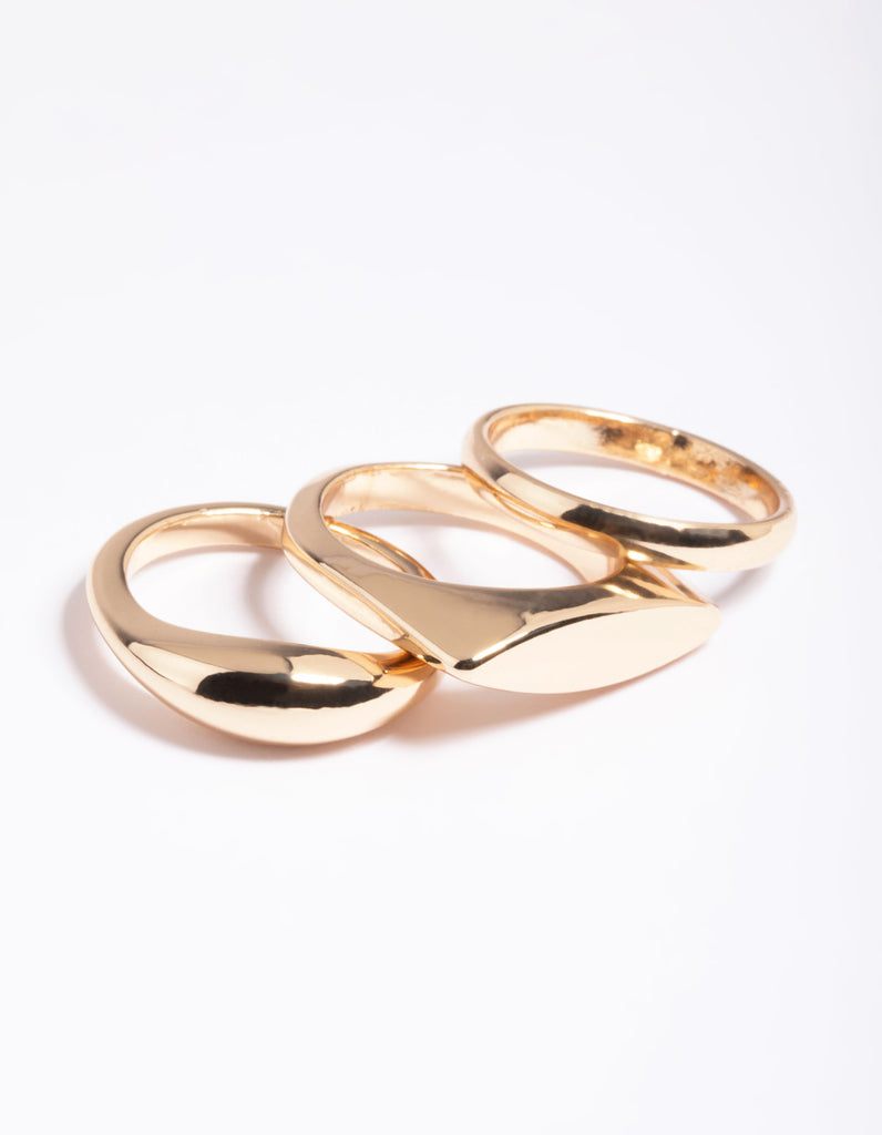 Gold Basic Signet Ring Pack - Lovisa