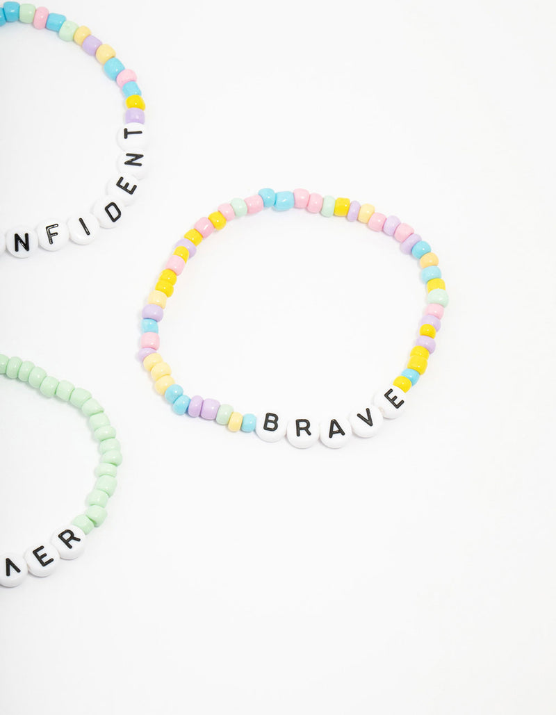 Kids Bead Brave Word Stretch Bracelet 5-Pack - Lovisa