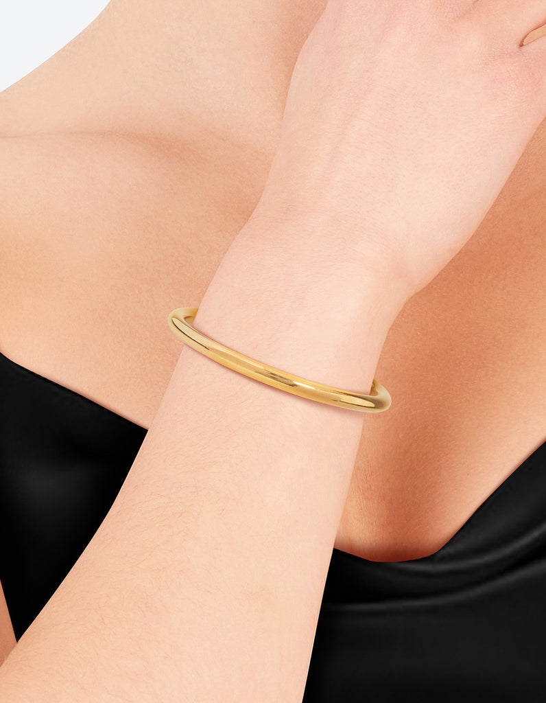 Waterproof Gold Plated Stainless Steel Statement Round Bangle - Lovisa
