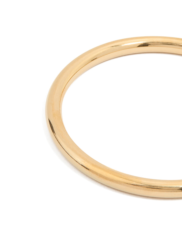 Gold Plated Stainless Steel Statement Round Bangle - Lovisa