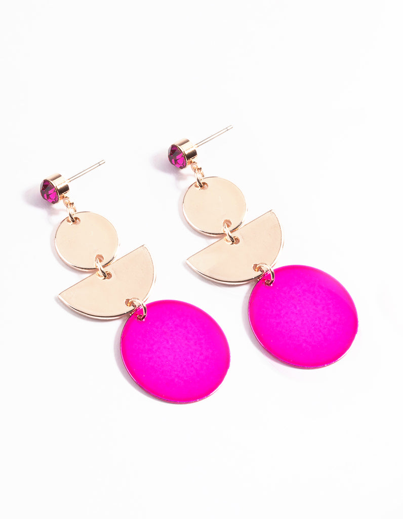 Rose Gold Geometric Multi Disc Drop Earrings - Lovisa