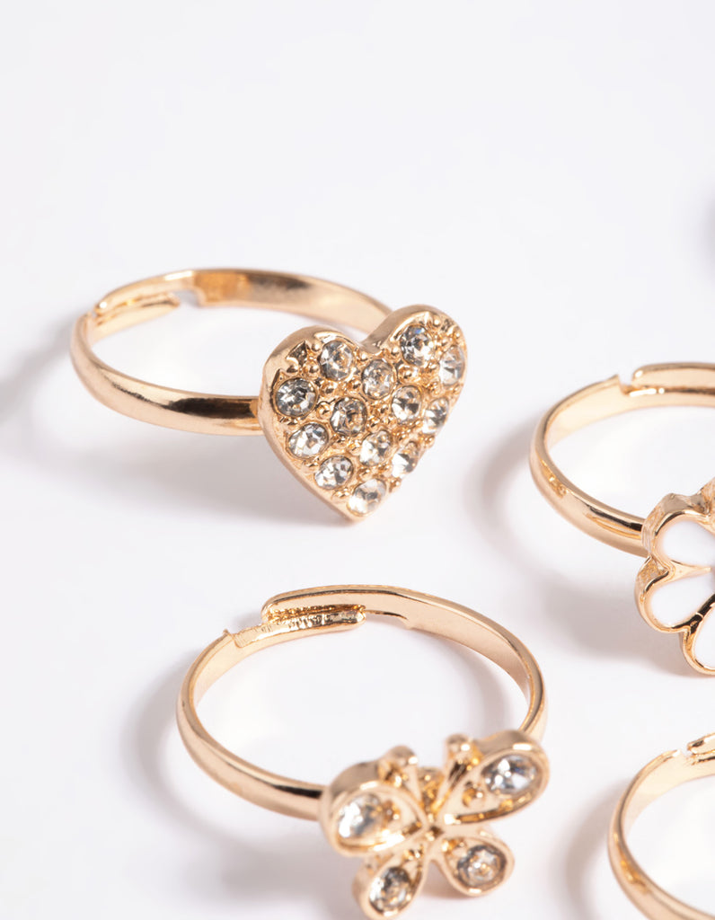 Kids Diamante & Daisy Ring 6-Pack - Lovisa