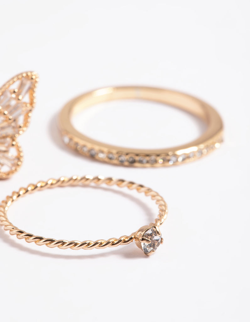 Gold Butterfly Ring Pack - Lovisa