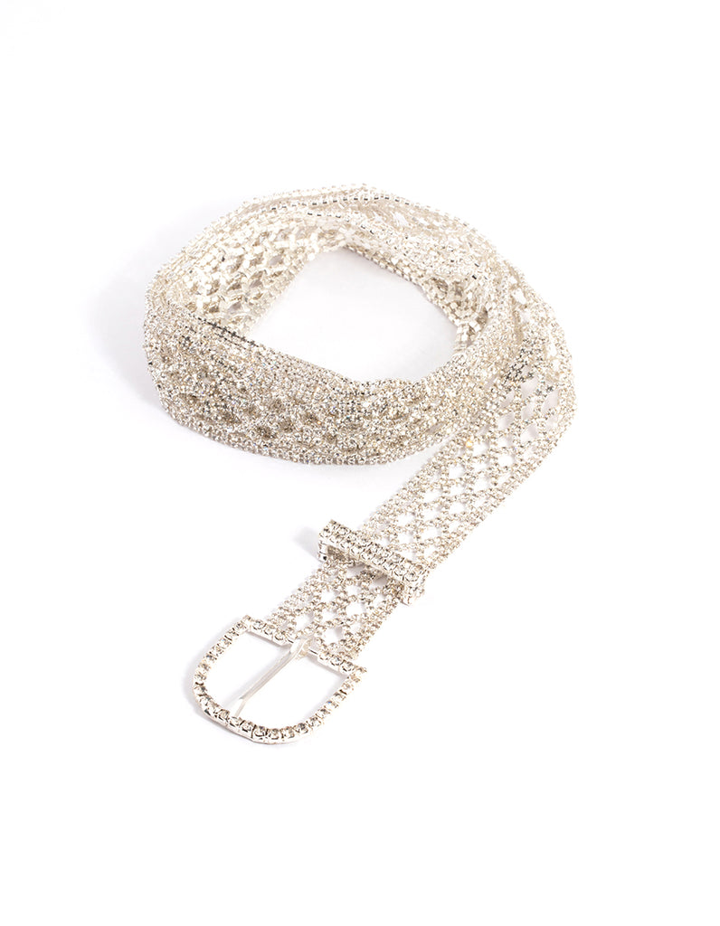 Silver Diamante Mesh Chain Belt - Lovisa