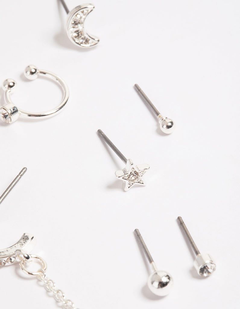 Silver Celestial Chain Stack Earrings - Lovisa