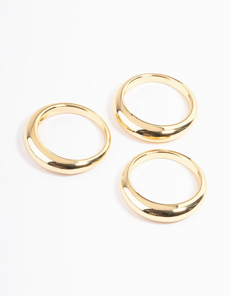Gold Plated Medium Dome Ring Pack - Lovisa