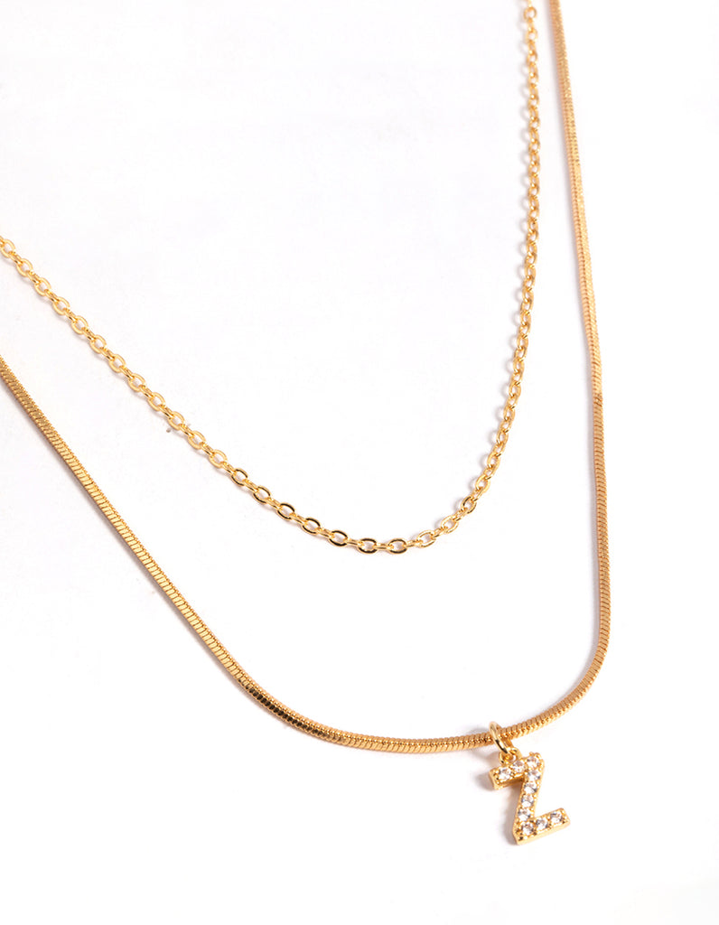 Gold Plated Diamante Letter Z Layered Necklace - Lovisa