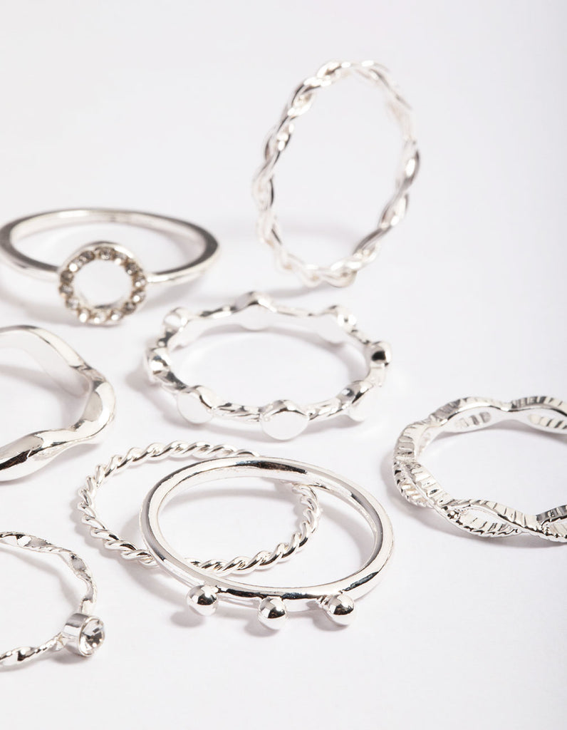 Silver Twisted Curve Ring Pack - Lovisa