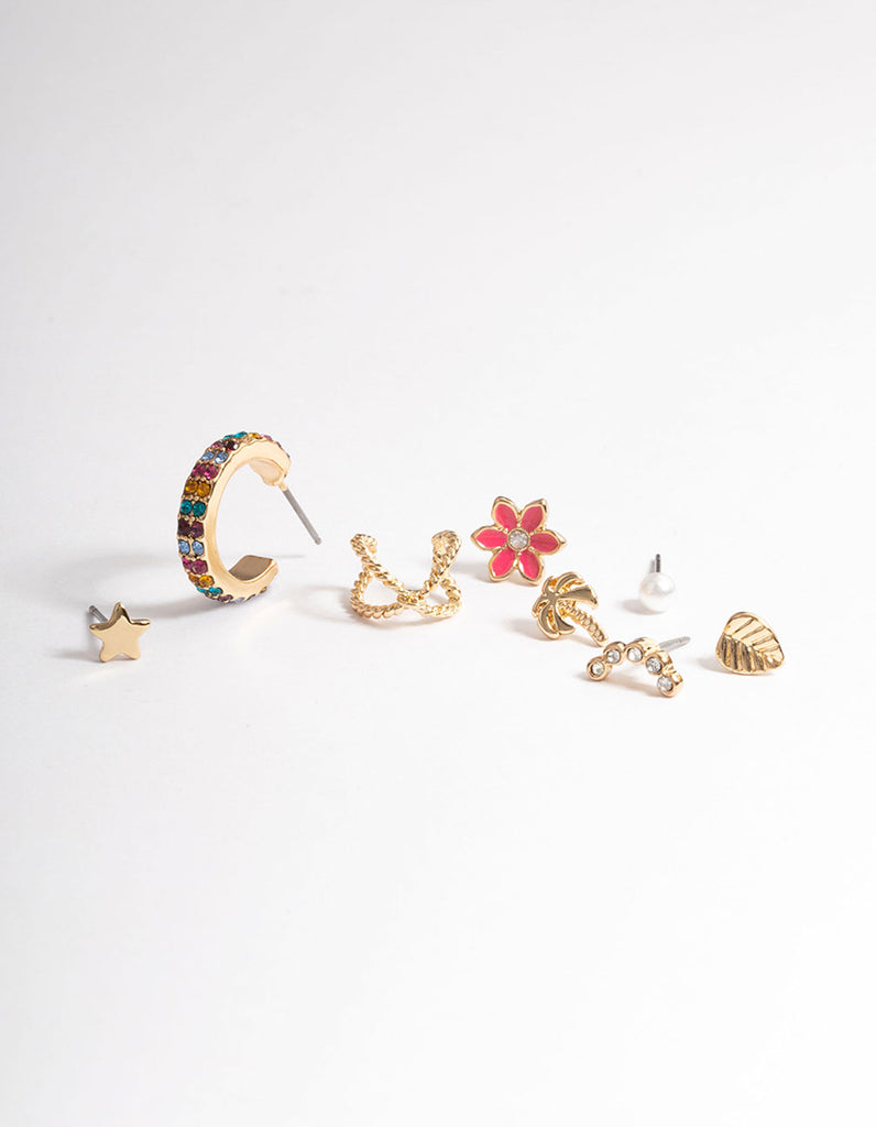 Gold Tropical Stack Earrings - Lovisa