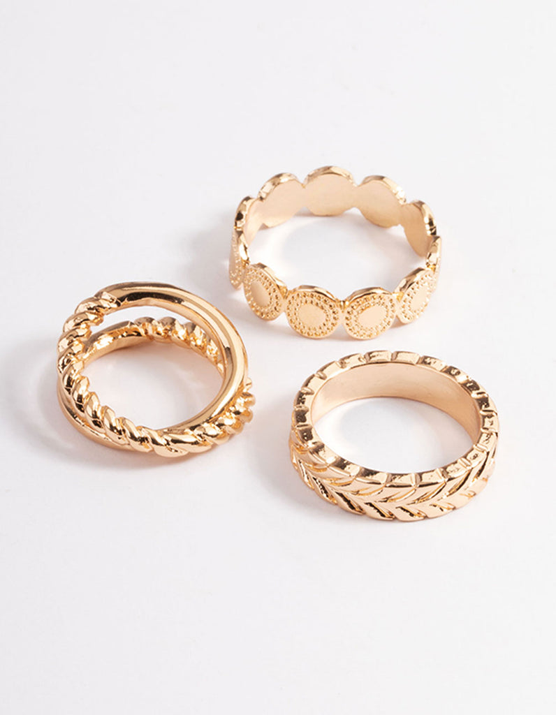 Gold Disc Band & Plain Ring Pack - Lovisa