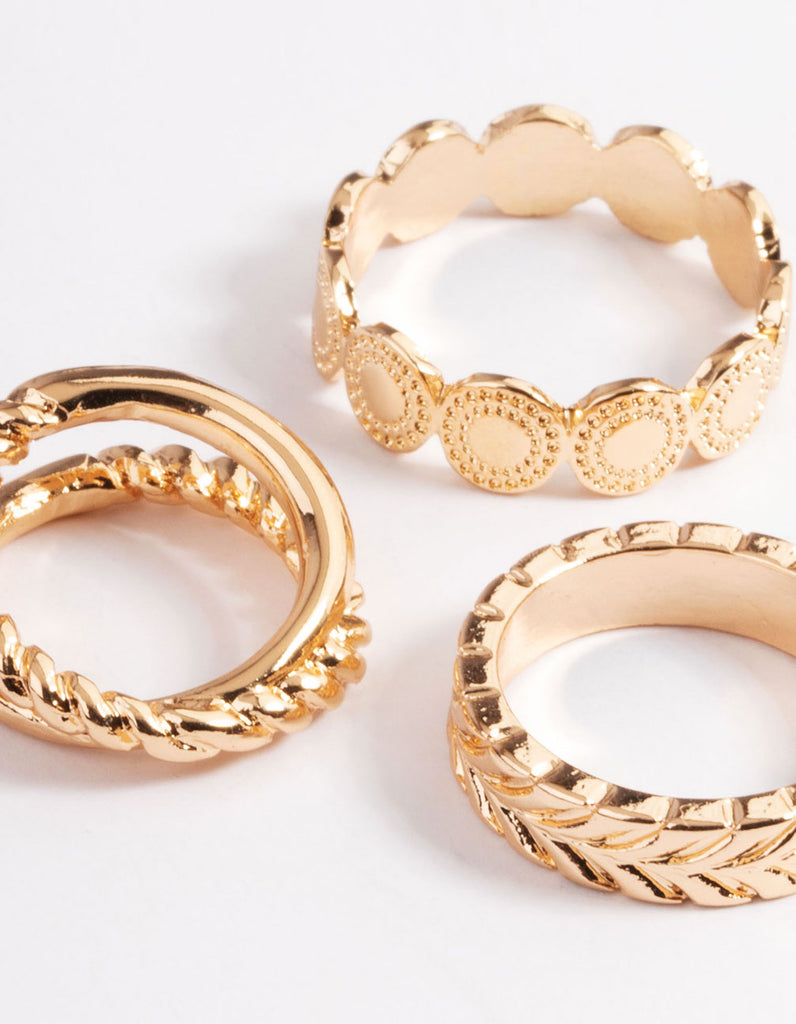 Gold Disc Band & Plain Ring Pack - Lovisa