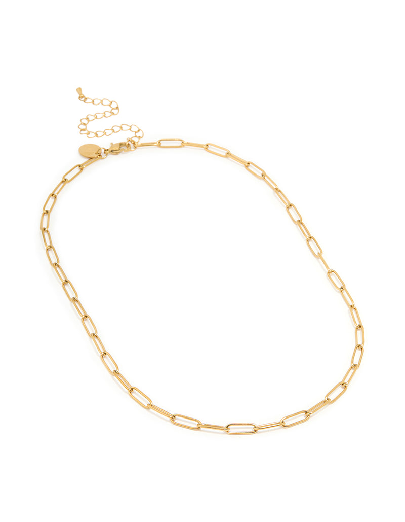 Waterproof Gold Plated Stainless Steel Open Oval Link Necklace - Lovisa