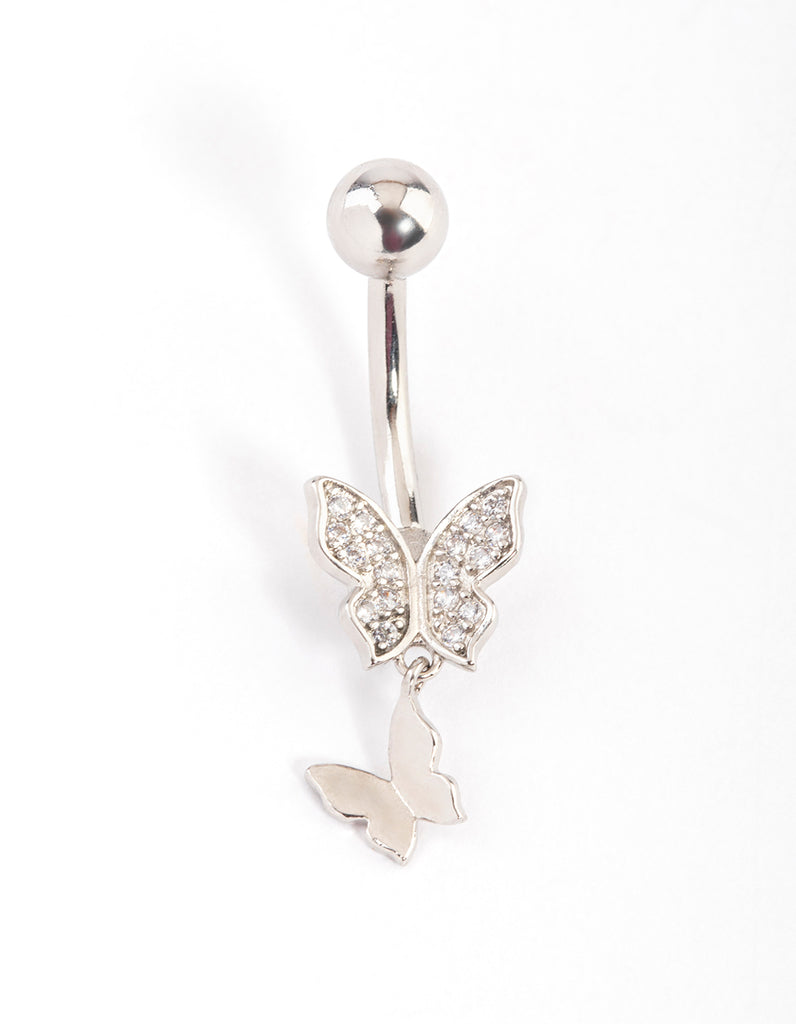Titanium Double Butterfly Belly Ring - Lovisa