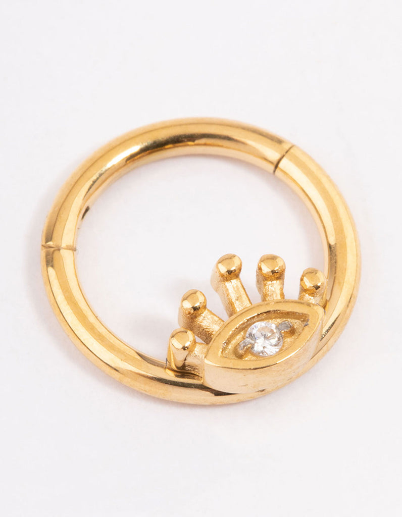 Gold Plated Surgical Steel Evil Eye Clicker Ring - Lovisa