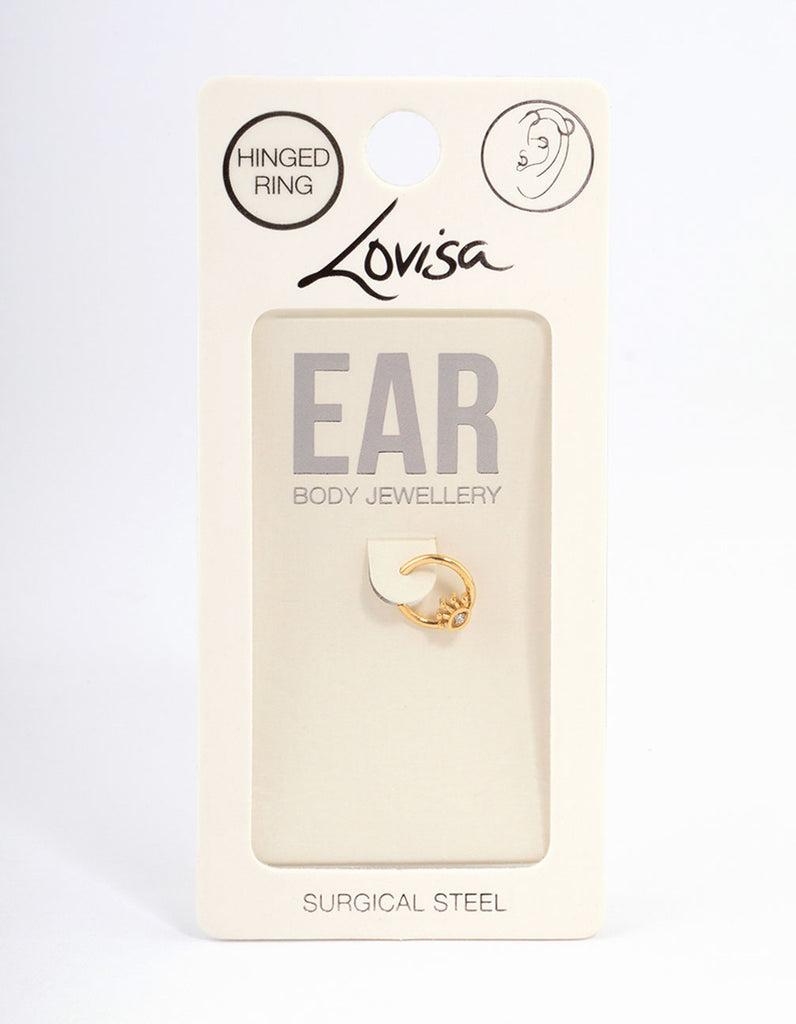Gold Plated Surgical Steel Evil Eye Clicker Ring - Lovisa