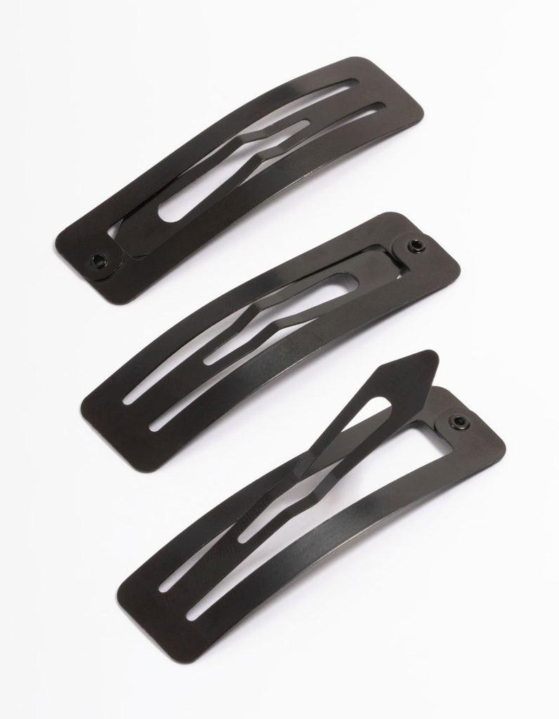 Coated Black Large Rectangle Snap Clip Pack - Lovisa