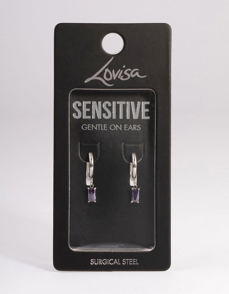 Surgical Steel Square Cubic Zirconia Hoop Earrings - Lovisa