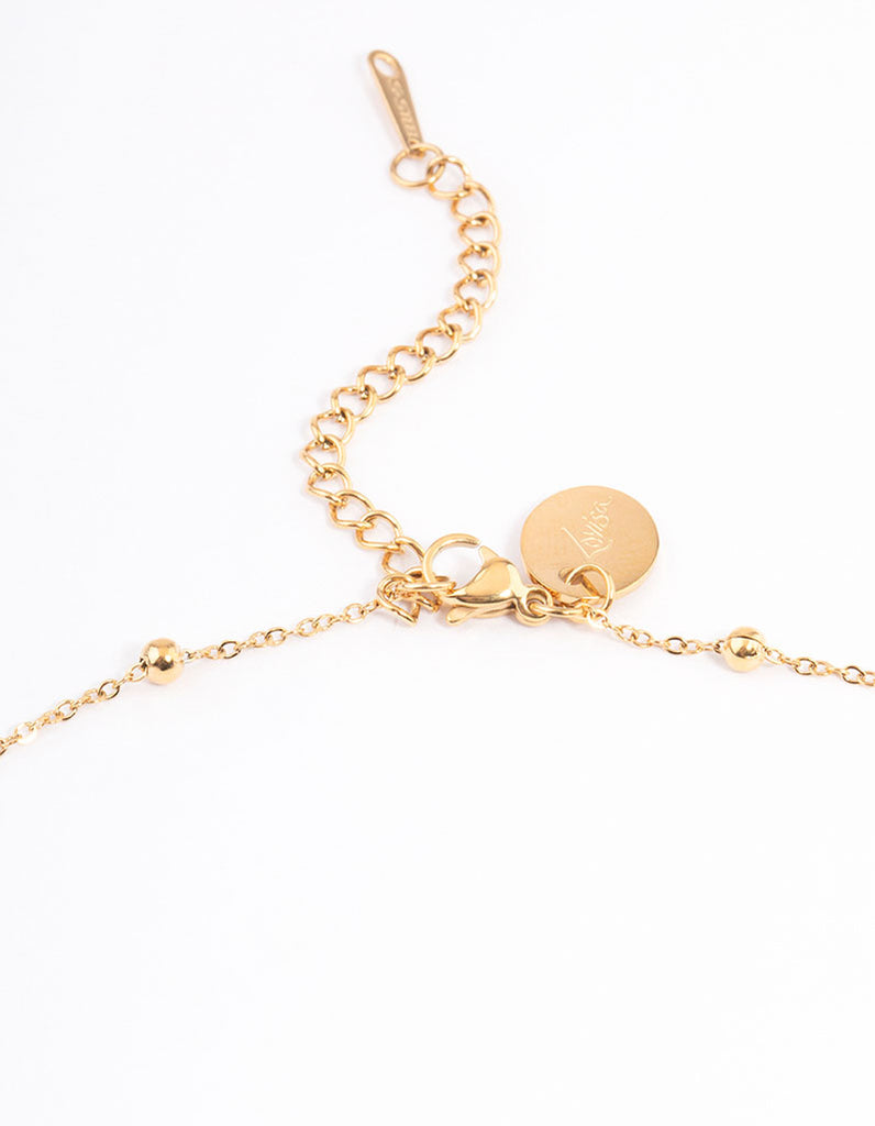 Waterproof Gold Plated Y Drop Ball Cross Necklace - Lovisa