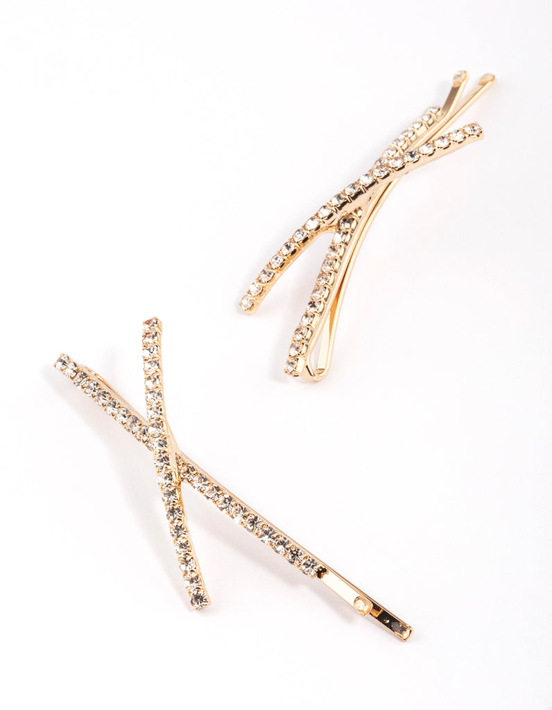 Gold Cross Slide Hair Clips Pack - Lovisa