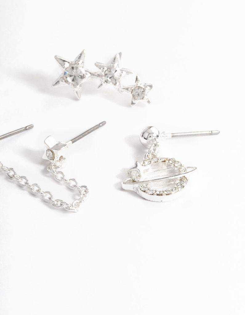 Silver Star Crawler Stack Earrings - Lovisa