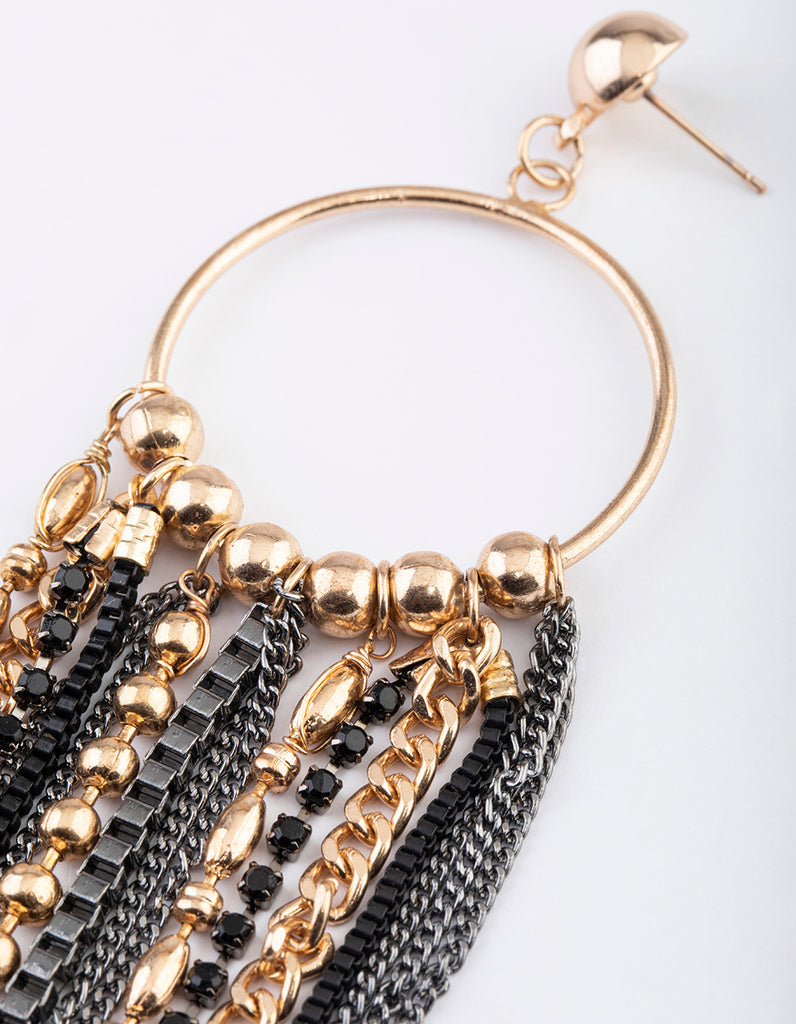 Gold Multi Chain Fringe Earrings - Lovisa
